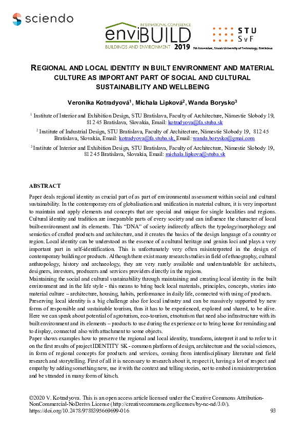 (PDF) Regional and Local Identity in Built Environment and Material ...