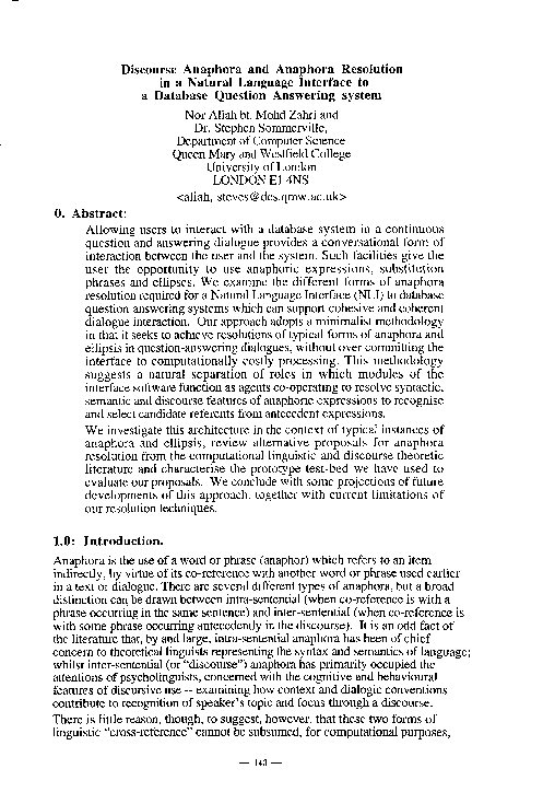 (PDF) Discourse Anaphora and Anaphora Resolution in a Natural Language Interface to a Database ...