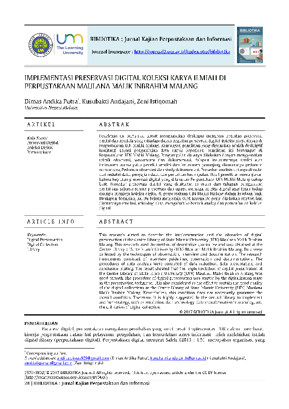(PDF) Implementasi Preservasi Digital Koleksi Karya Ilmiah DI ...