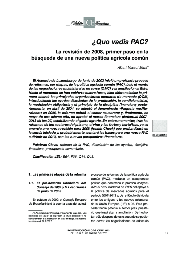 (PDF) ¿Quo vadis PAC?: la revisión de 2008, primer paso en la búsqueda ...