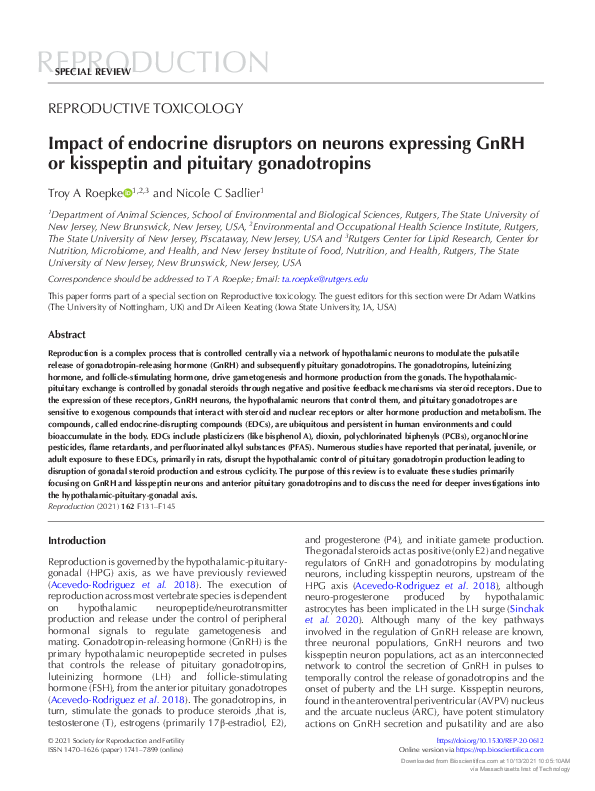 (PDF) REPRODUCTIVE TOXICOLOGY: Impact of endocrine disruptors on ...