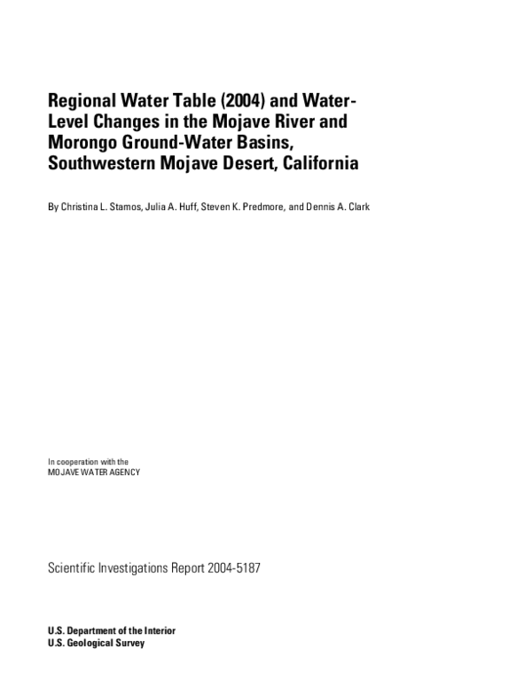 (PDF) Regional water table (2004) and water-level changes in the Mojave ...