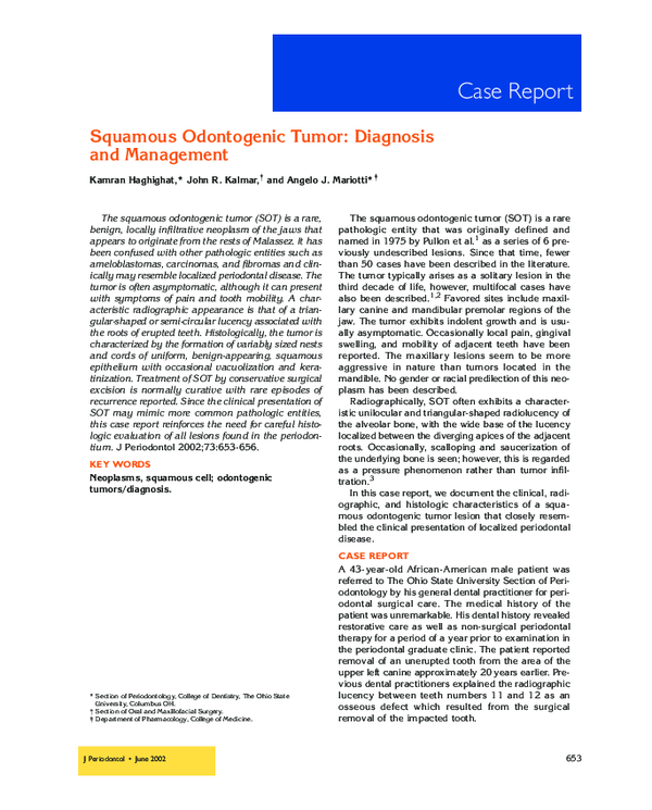 (PDF) Squamous Odontogenic Tumor: Diagnosis and Management