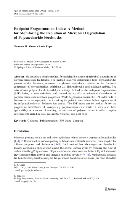 (PDF) Endpoint Fragmentation Index: A Method for Monitoring the ...