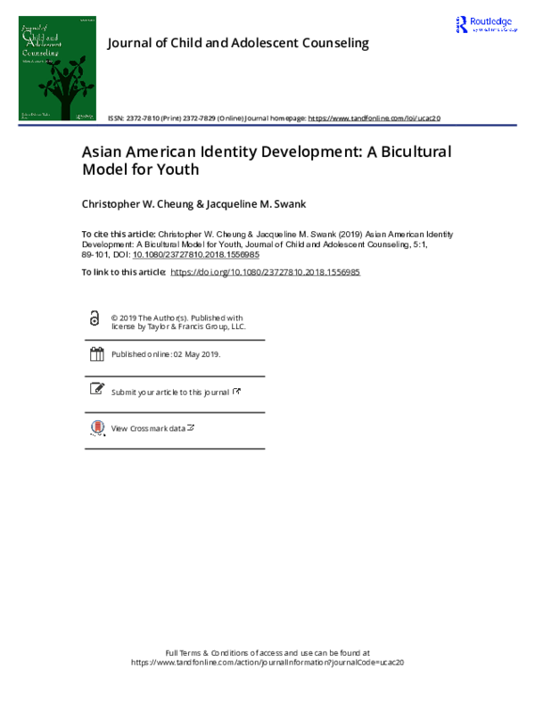 (PDF) Asian American Identity Development: A Bicultural Model for Youth