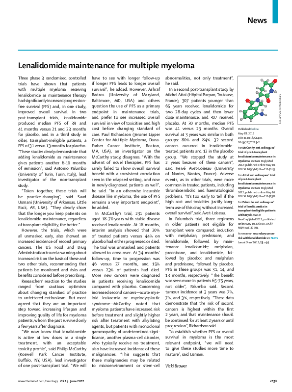 (PDF) Lenalidomide maintenance for multiple myeloma
