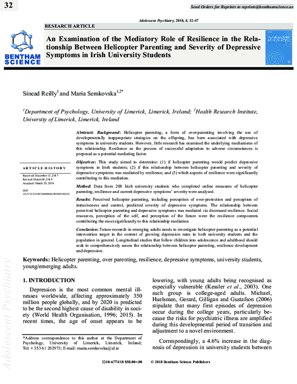 (PDF) An Examination of the Mediatory Role of Resilience in the Relationship Between Helicopter ...