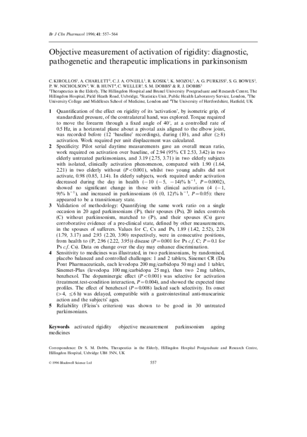 (PDF) Objective measurement of activation of rigidity: Diagnostic ...