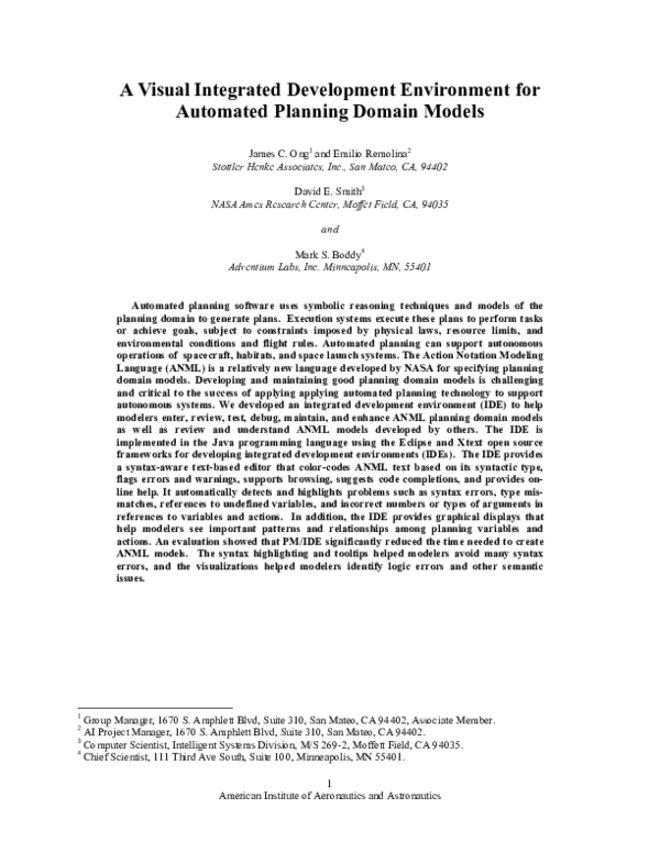 (PDF) A Visual Integrated Development Environment for Automated ...