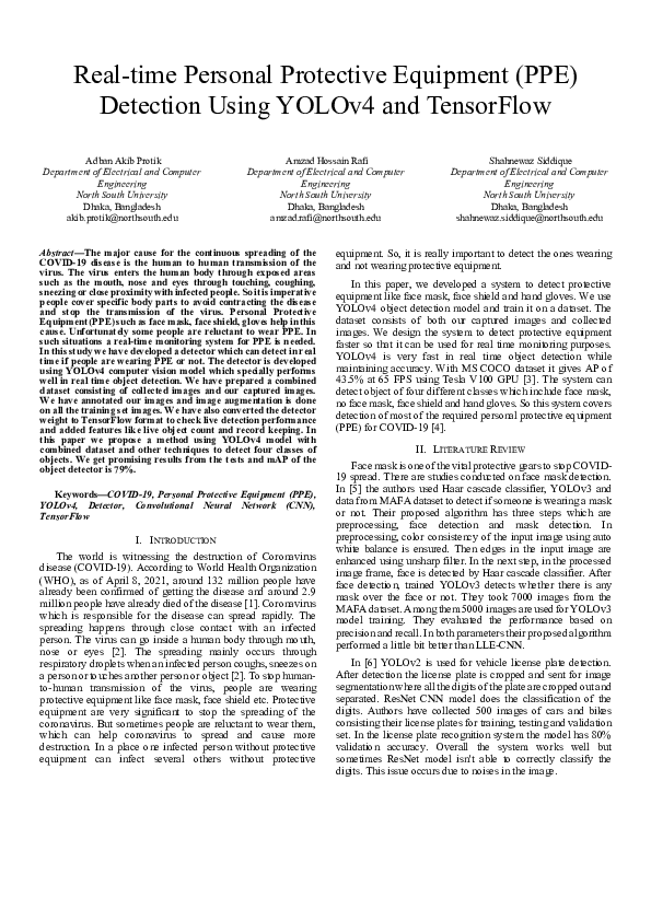 (PDF) Real-time Personal Protective Equipment (PPE) Detection Using ...