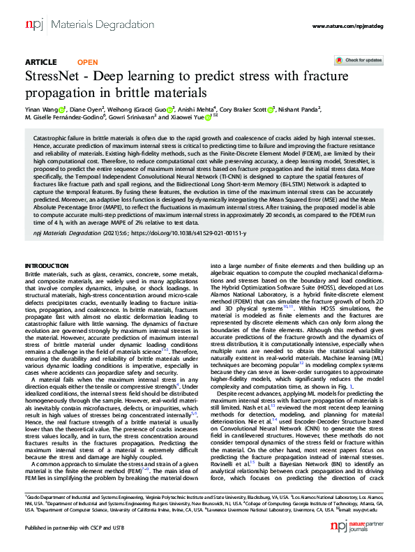 (PDF) StressNet - Deep learning to predict stress with fracture propagation in brittle materials