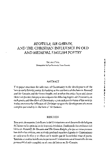 (PDF) Beowulf, Sir Gawain, and the christian influence in old and ...