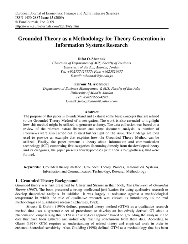 (PDF) Grounded Theory as a Methodology for Theory Generation in Information Systems Research