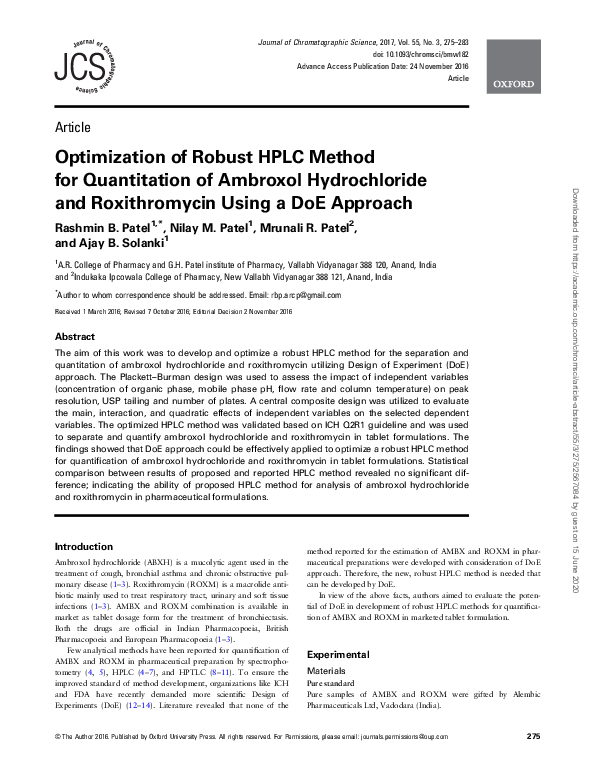 (PDF) Optimization of Robust HPLC Method for Quantitation of Ambroxol ...