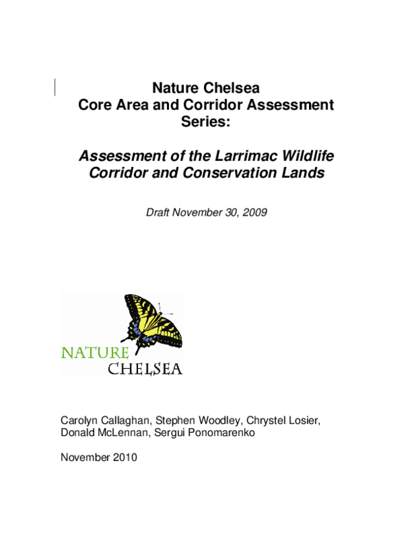 (PDF) Nature Chelsea Core Area and Corridor Assessment Series ...