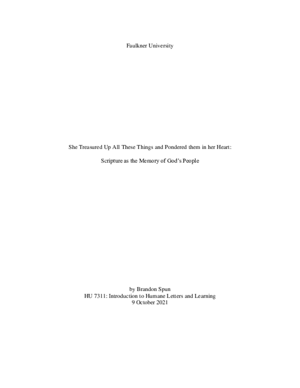 (PDF) Scripture as the Memory of God's People