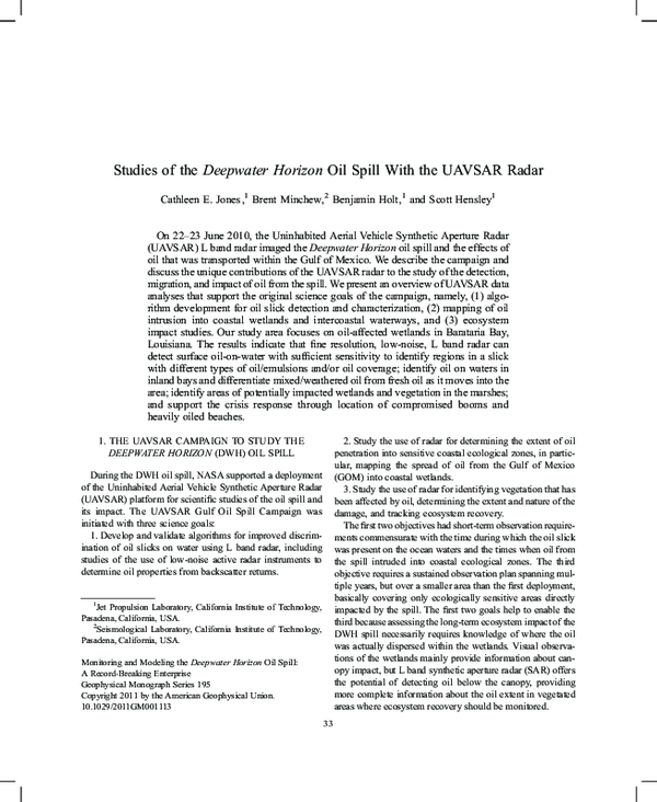 (PDF) Studies of the Deepwater Horizon Oil Spill With the UAVSAR Radar ...