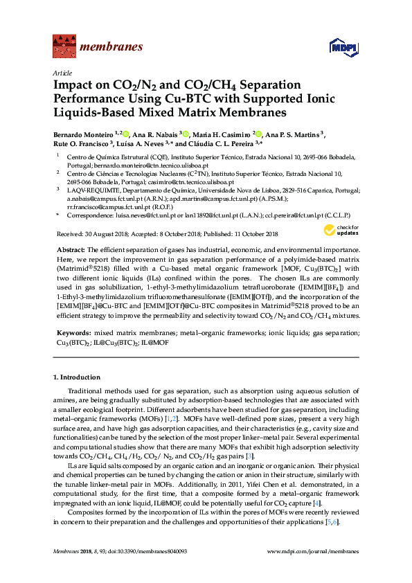Pdf Impact On Co2 N2 And Co2 Ch4 Separation Performance Using Cu Btc