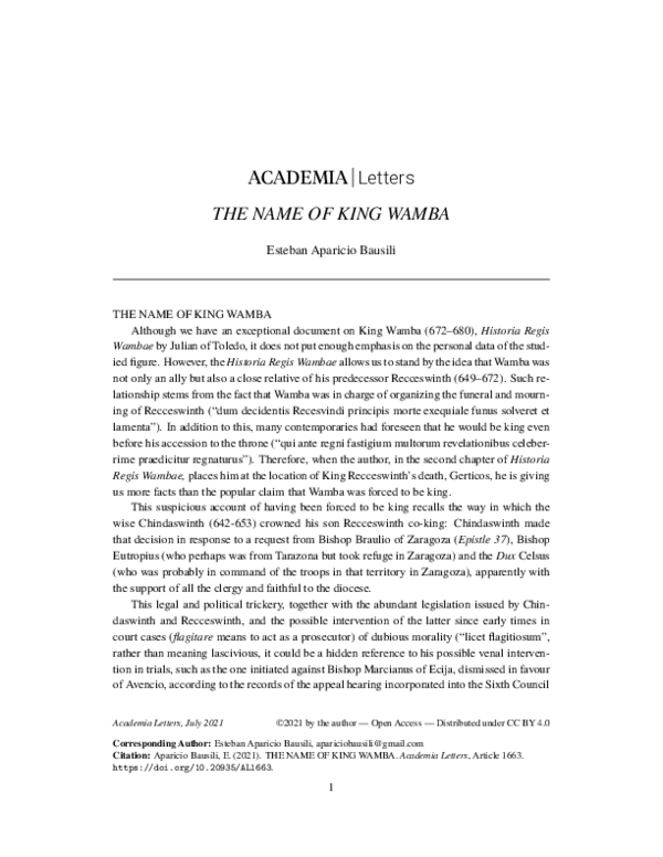 (PDF) THE NAME OF KING WAMBA