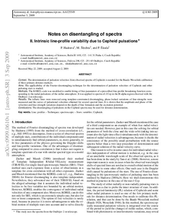 (PDF) Notes on disentangling of spectra