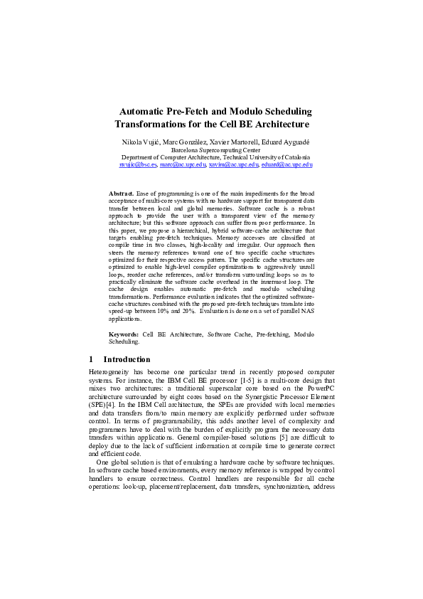 Pdf Automatic Prefetch And Modulo Scheduling Transformations For The