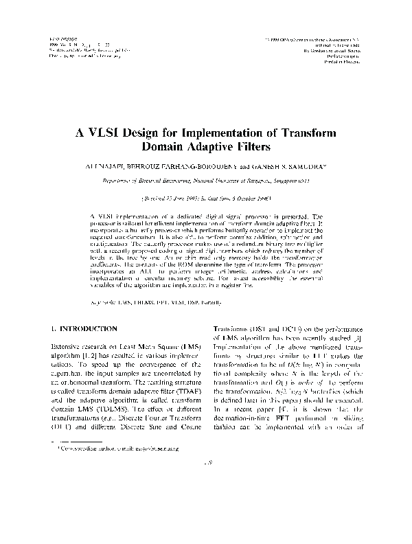 (PDF) A VLSI Design for Implementation of Transform Domain Adaptive Filters