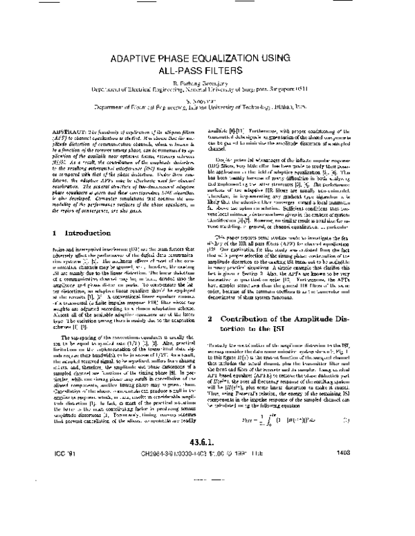 (PDF) Adaptive phase equalization using all-pass filters
