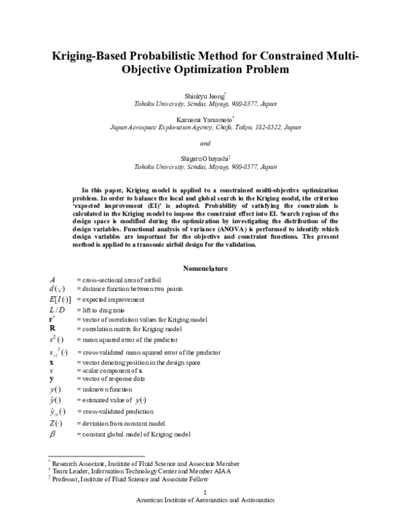 (PDF) Kriging-based Probabilistic Method for Constrained Multi-Objective Optimization Problem ...