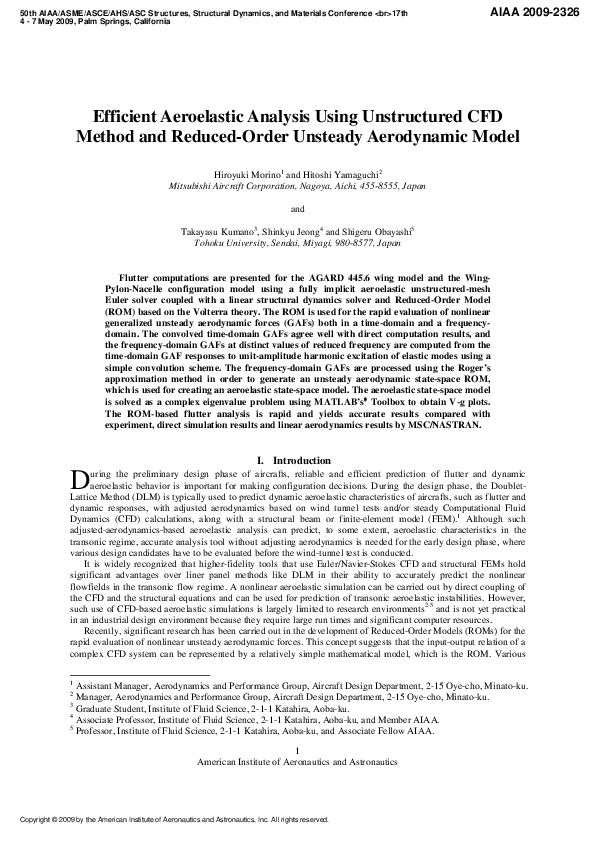 Pdf Efficient Aeroelastic Analysis Using Unstructured Cfd Method And Reduced Order Unsteady
