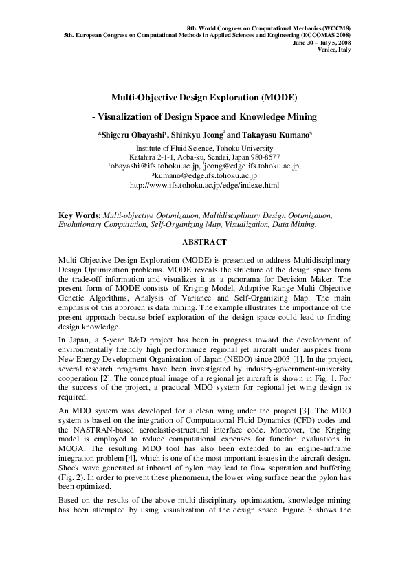 Pdf Multi Objective Design Exploration Mode Visualization Of Design Space And Knowledge Mining