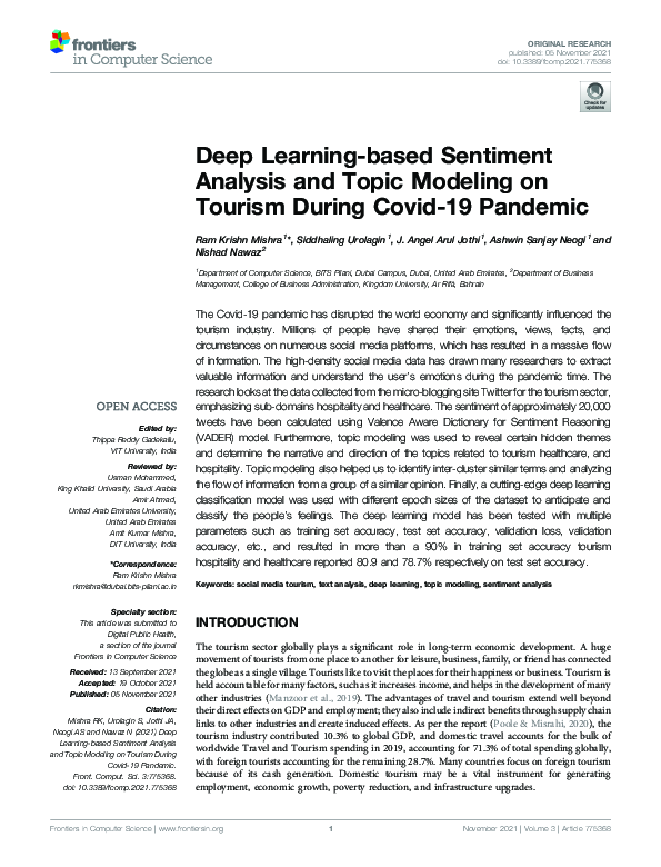 Pdf Deep Learning Based Sentiment Analysis And Topic Modeling On