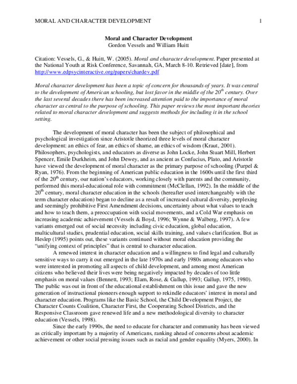 (PDF) Moral and Character Development