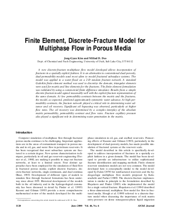(PDF) Finite element, discrete-fracture model for multiphase flow in porous media