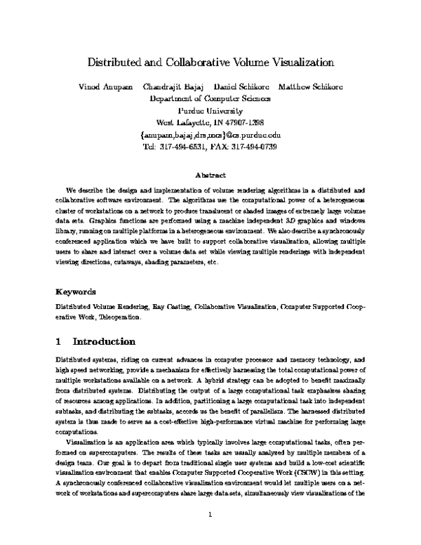 (PDF) Distributed and Collaborative Volume Visualization