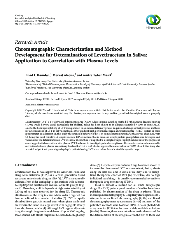 (PDF) Chromatographic Characterization and Method Development for Determination of Levetiracetam ...