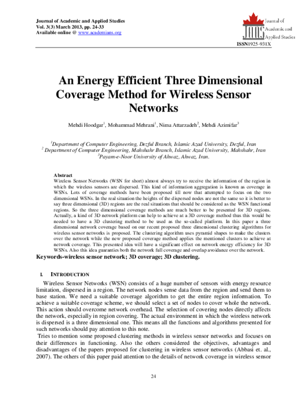 (PDF) An Energy Efficient Three Dimensional Coverage Method for ...