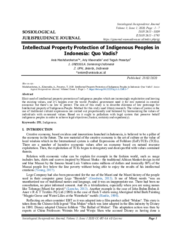 (PDF) Intellectual Property Protection of Indigenous Peoples in ...