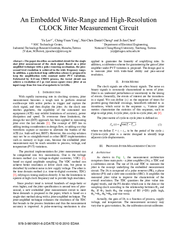 (PDF) An embedded wide-range and high-resolution CLOCK jitter measurement circuit