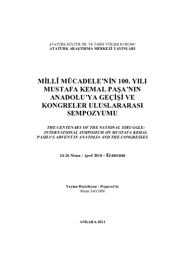 (PDF) Millî Mücadele’de Ulusal Kongrelere Katılan Kişilerin Sosyolojik ...