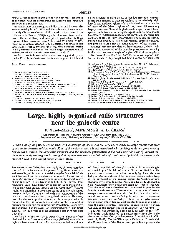 (PDF) Large, highly organized radio structures near the galactic centre