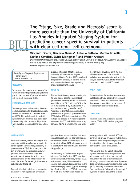 (PDF) The ‘Stage, Size, Grade and Necrosis’ score is more accurate than ...
