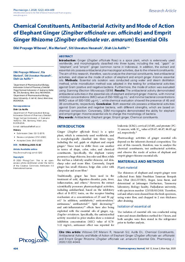 (PDF) Chemical Constituents, Antibacterial Activity and Mode of Action ...
