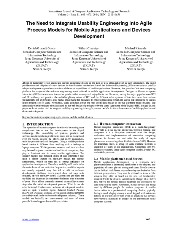 Pdf The Need To Integrate Usability Engineering Into Agile Process