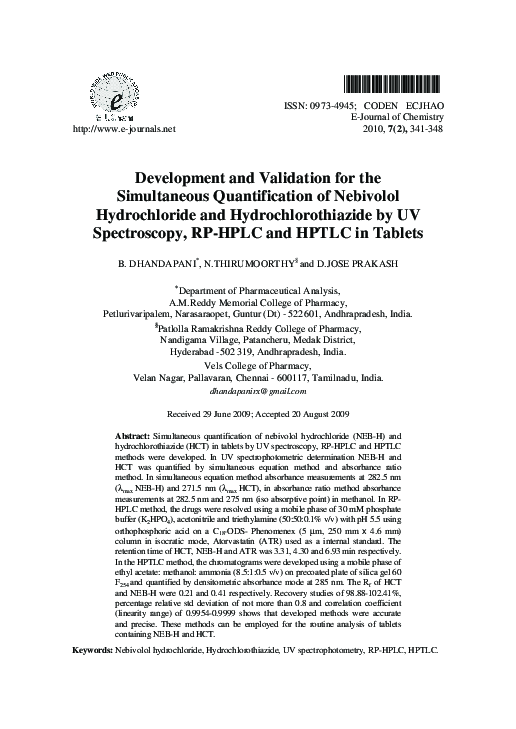 (PDF) Development and Validation for the Simultaneous Quantification of Nebivolol Hydrochloride ...