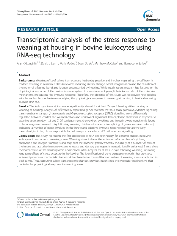 (PDF) Transcriptomic analysis of the stress response to weaning at ...