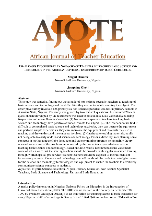 (PDF) Challenges Encountered by Non-Science Teachers in Teaching Basic ...