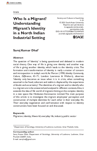 (PDF) Who Is a Migrant? Understanding Migrant’s Identity in a North ...