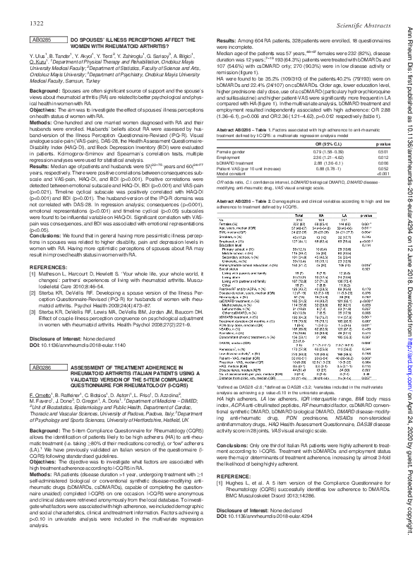 (PDF) AB0286 Assessment of treatment adherence in rheumatoid arthritis ...