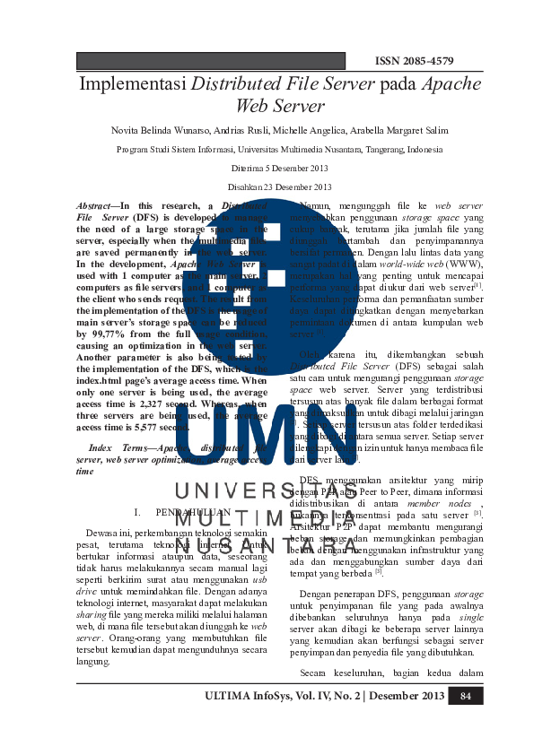 (PDF) Implementasi Distributed File Server pada Apache Web Server | Michelle Angelica - Academia.edu