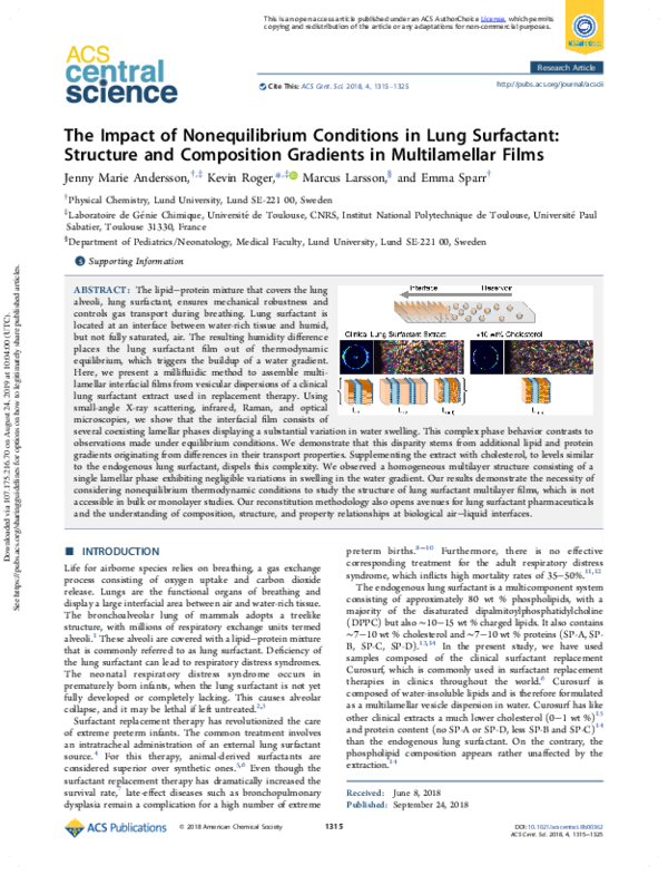 (PDF) Nonequilibrium Effects on Lung Surfactant Films